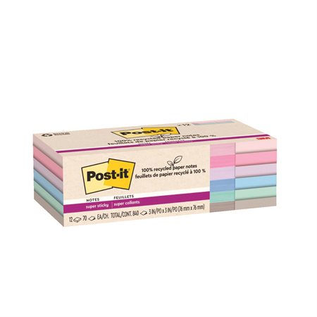 Post-it® Super Sticky Recycled Notes - Wanderlust Pastels