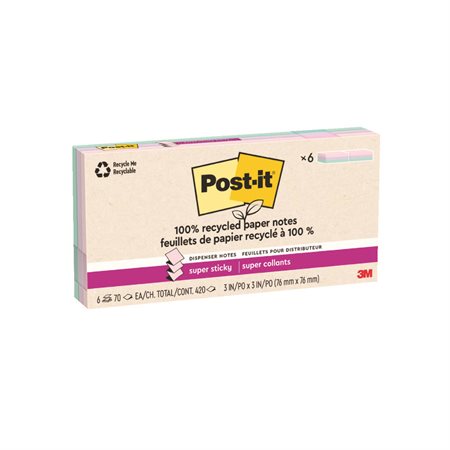 Post-it® Super Sticky Recycled Notes - Wanderlust Pastels