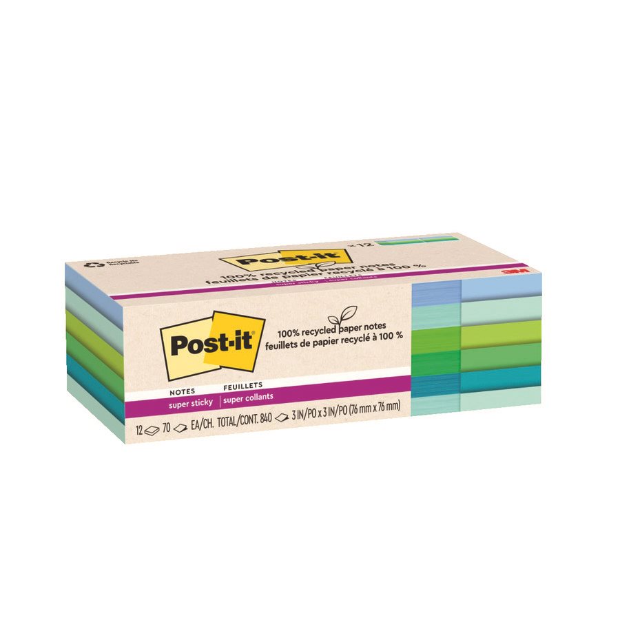 Post-it® Super Sticky Recycled Notes – Oasis Collection